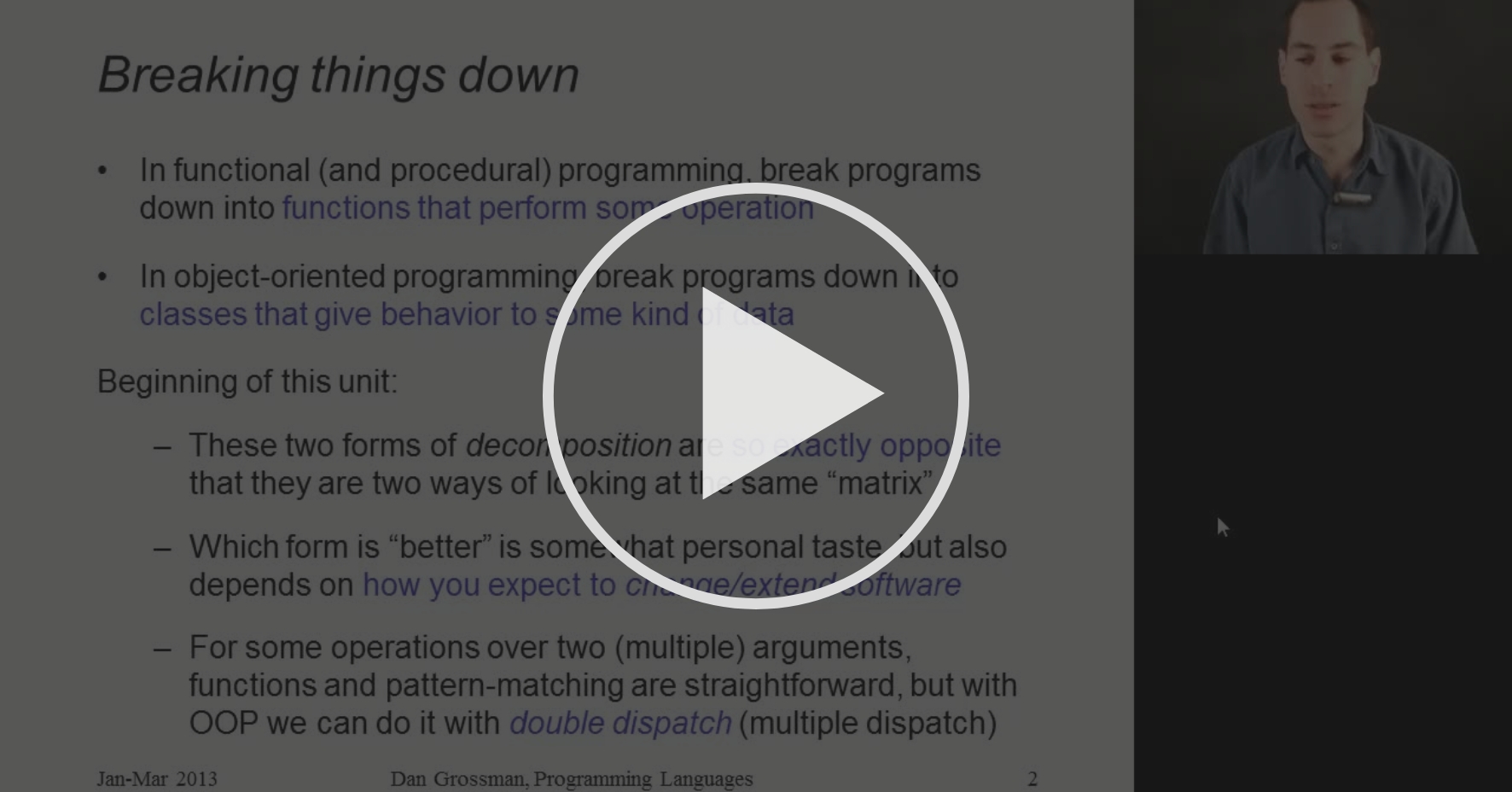 Oop Versus Functional Decomposition Section 9 And Homework 7 Second