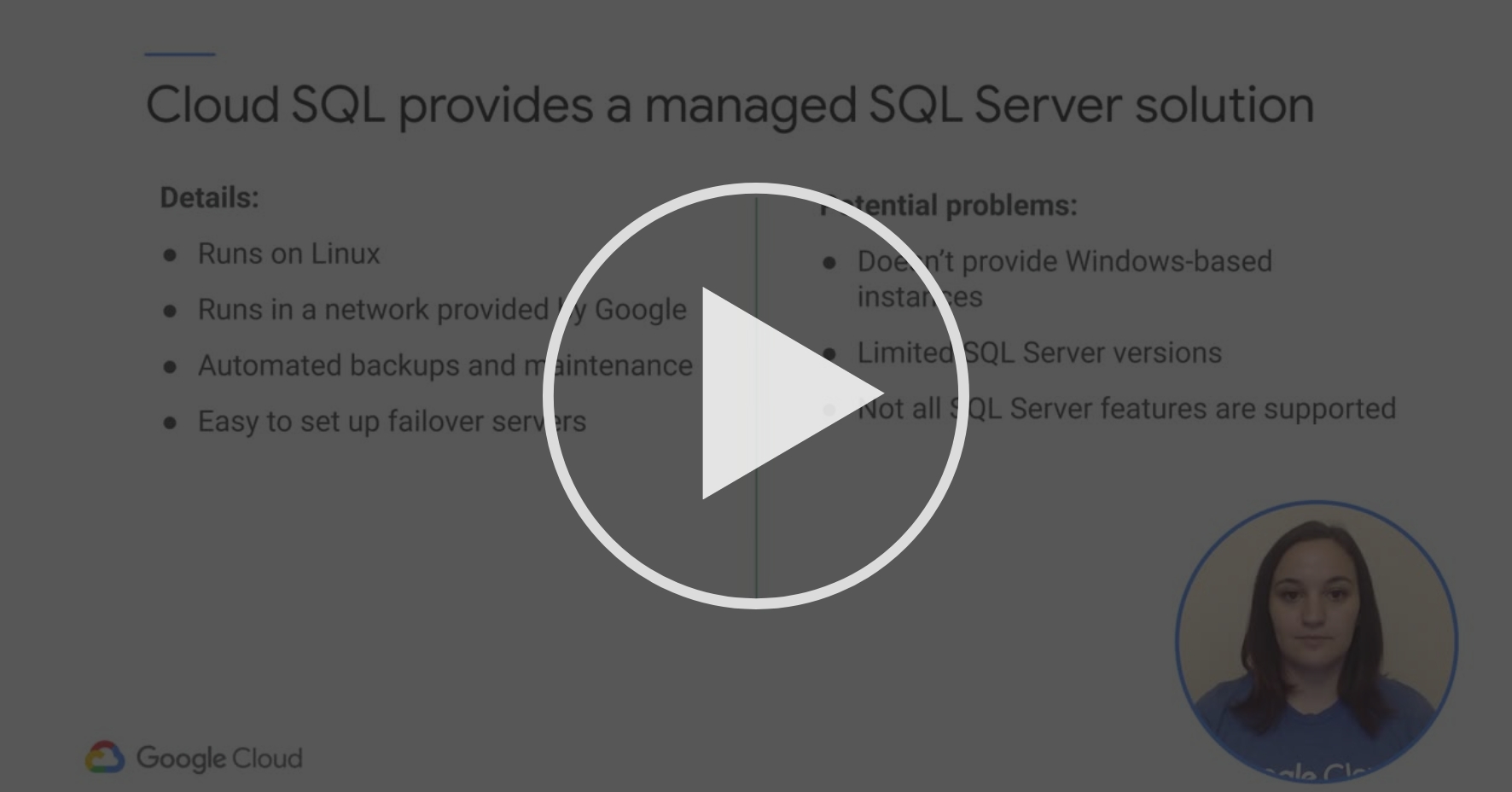 SQL Server on Cloud SQL - Migrating SQL Server Databases to Google Cloud | Coursera