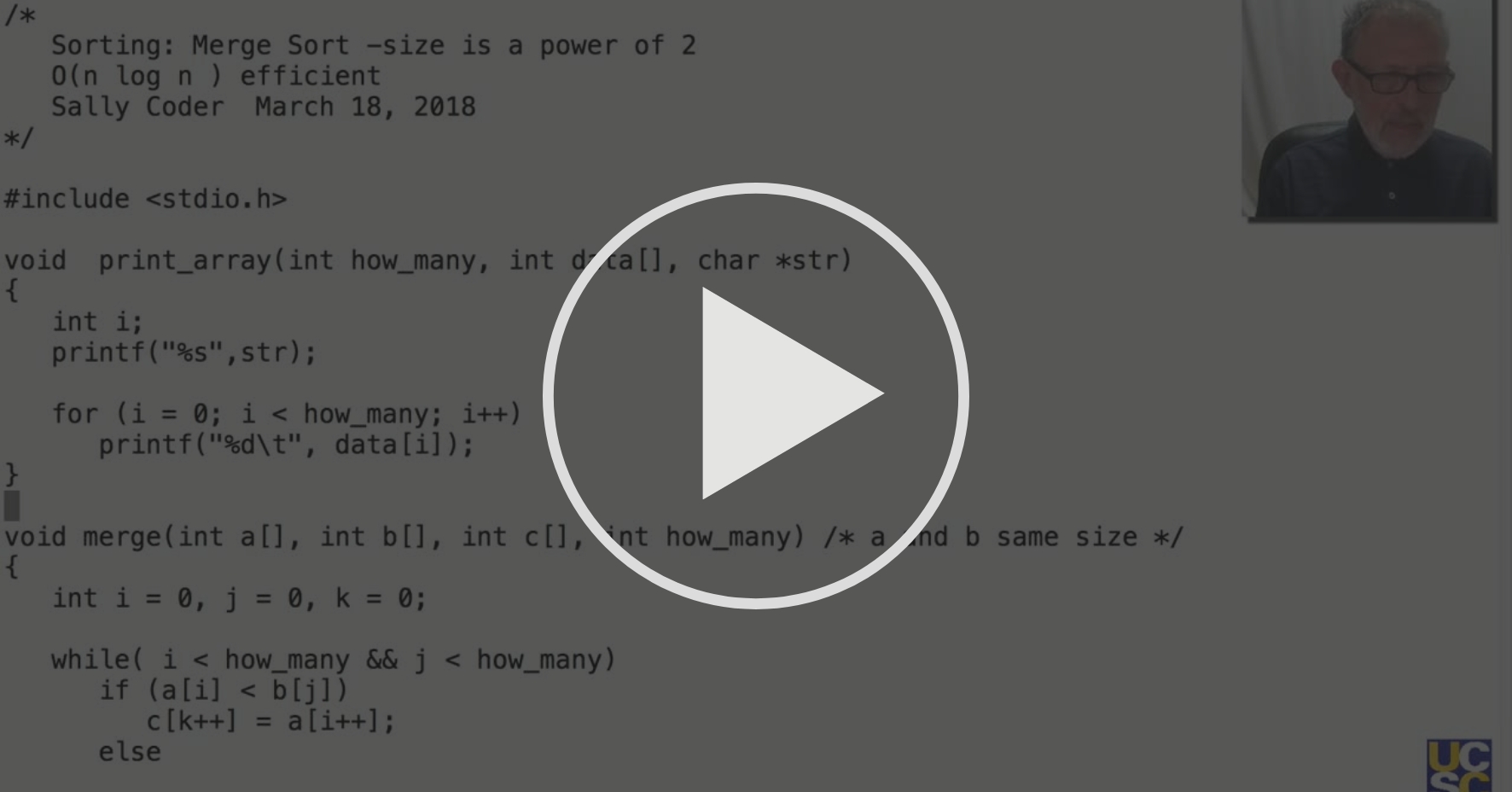 merge code example 2 (File included ) - Arrays and pointers | Coursera