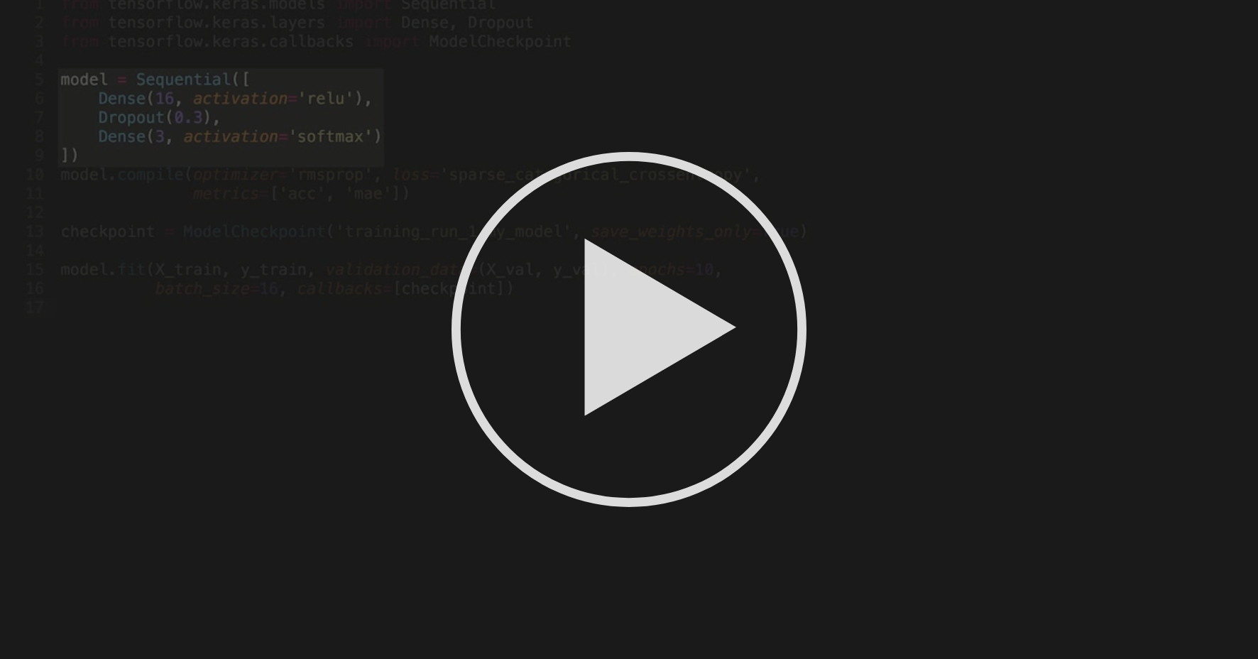 Model saving criteria - Saving and loading models | Coursera