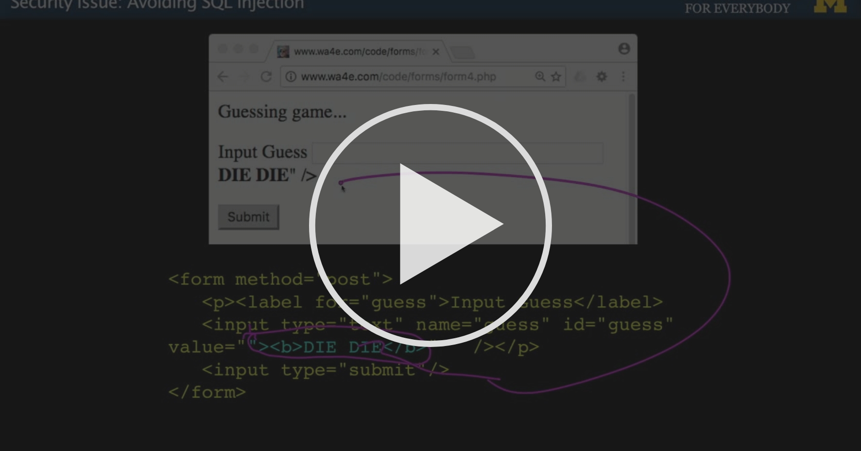 Security Issue Avoiding Sql Injection Connecting Php And Mysql Coursera