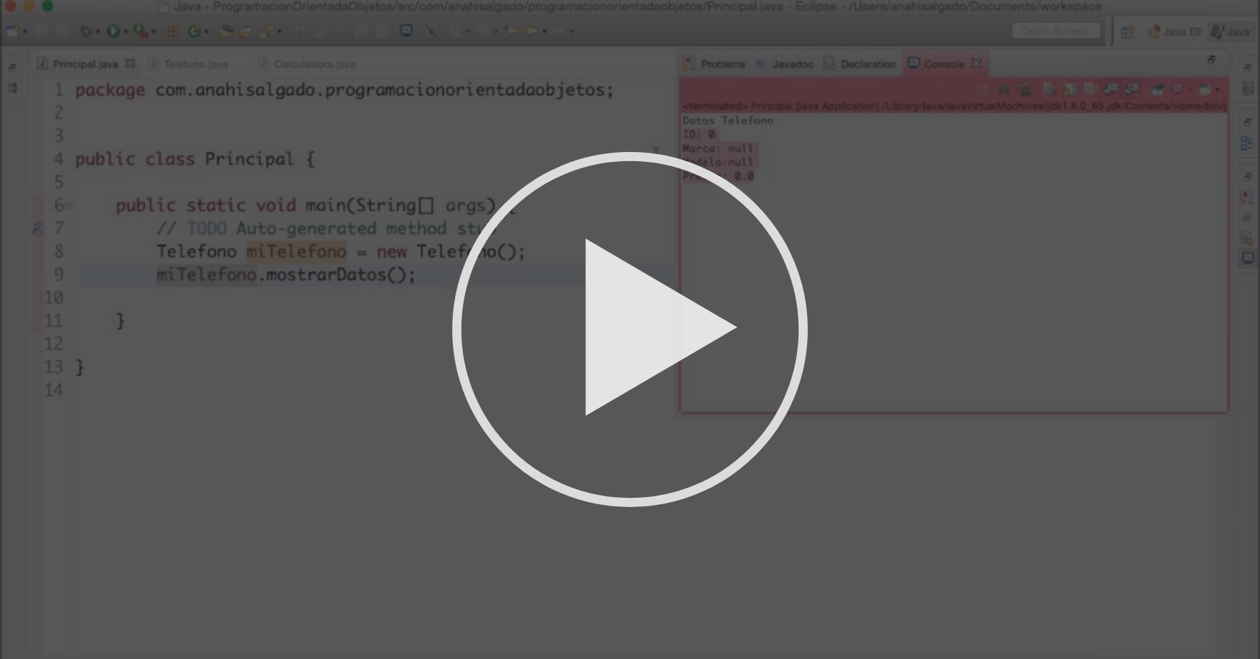 Ejemplo Objetos Programación Orientada A Objetos Poo Coursera