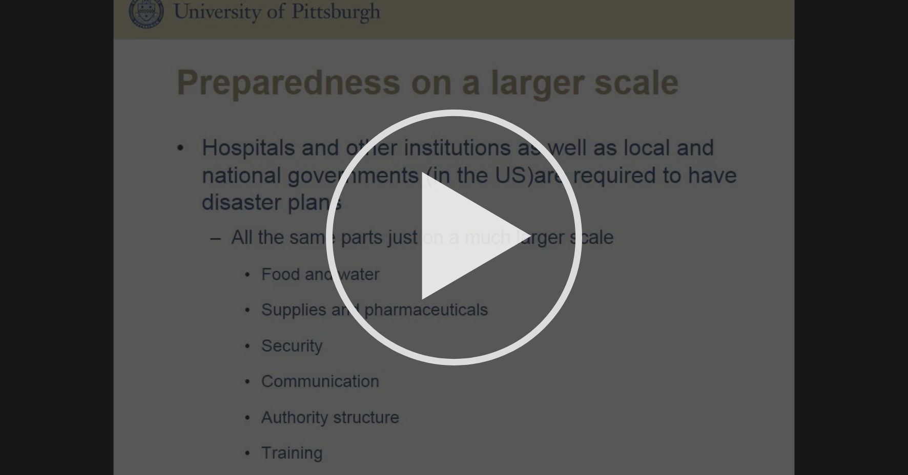 Preparedness on a Larger Scale - Support and Medical Considerations ...