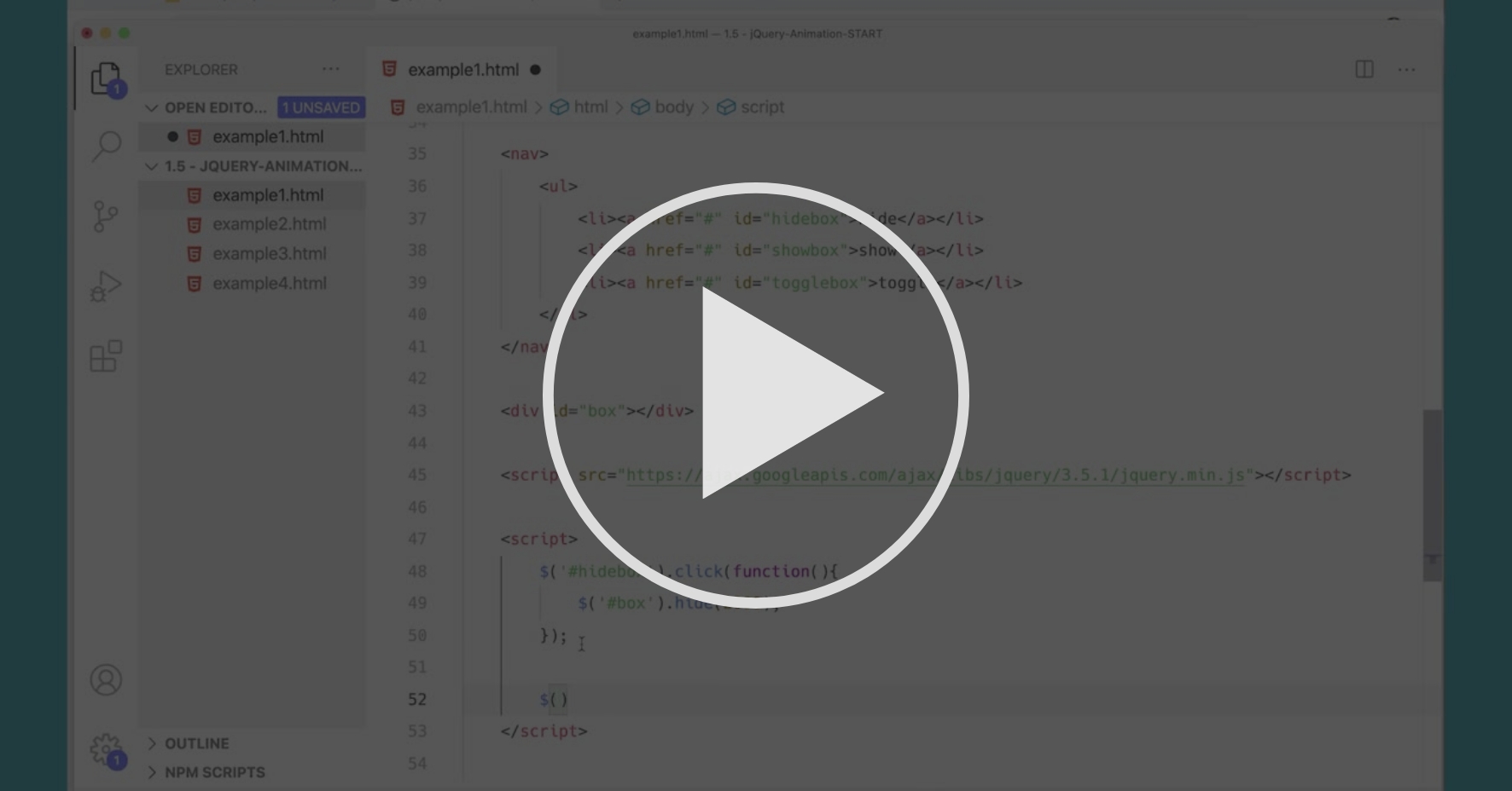 Example 1 Continued - Animating Web Page Elements with jQuery & JavaScript | Coursera