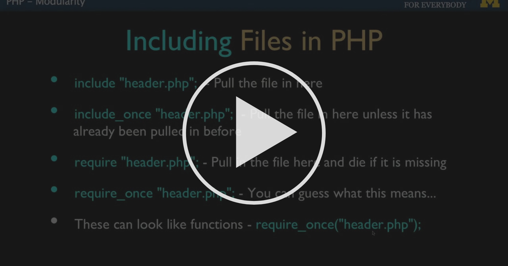 PHP - Modularity - PHP Functions | Coursera