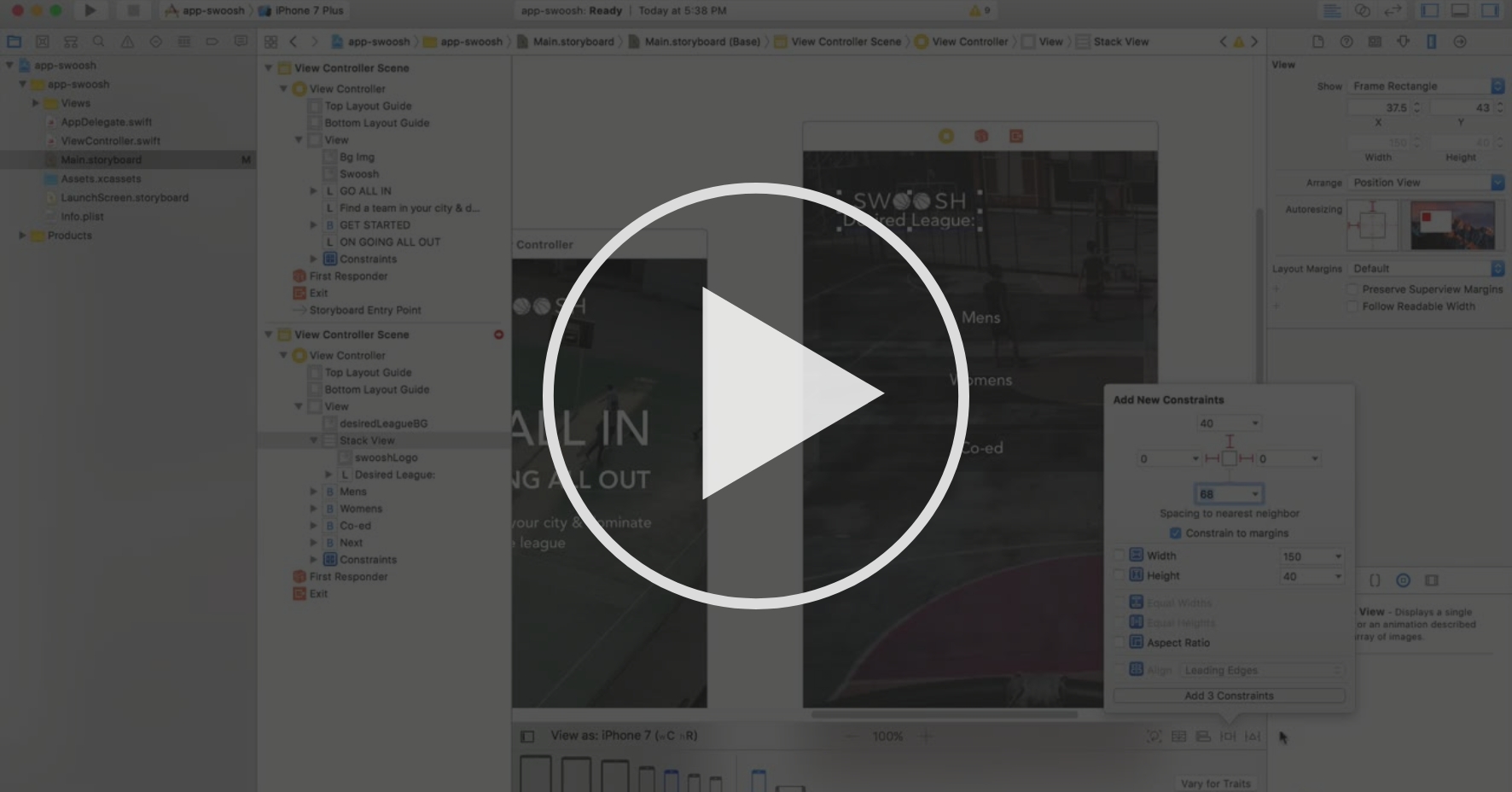 iOS UIStackViews Part 2 - Swoosh App: Intro to Interface Builder | Coursera