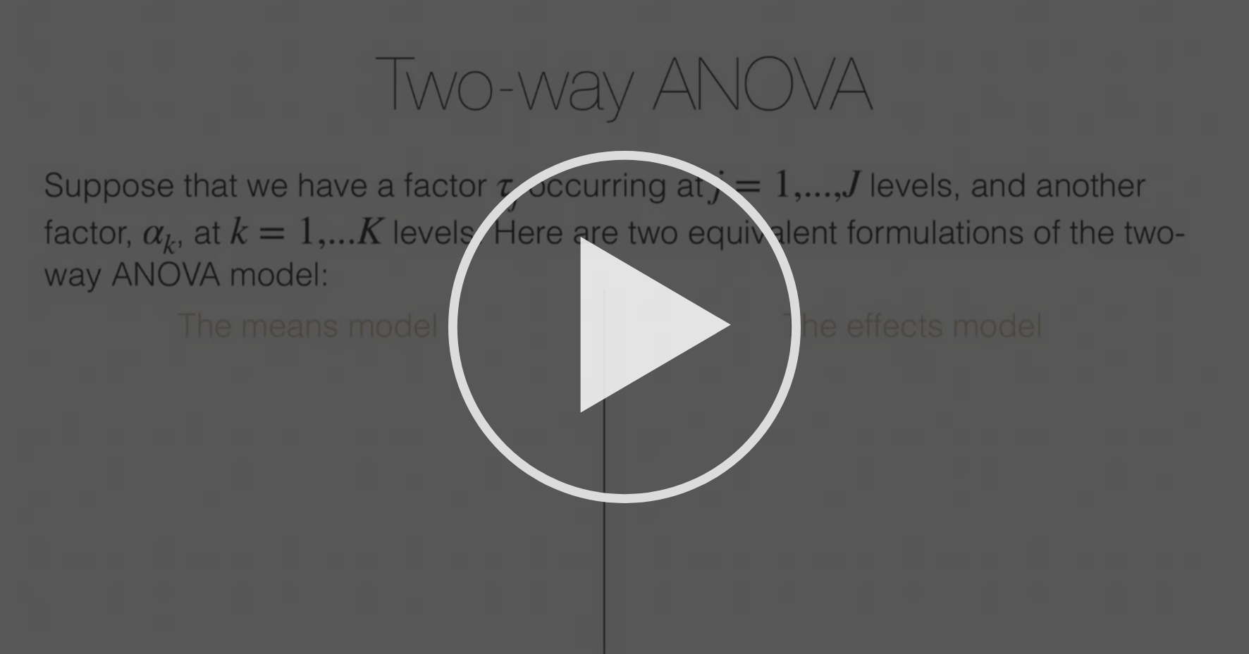 The two-way ANOVA model - Two-Way ANOVA and Interactions | Coursera