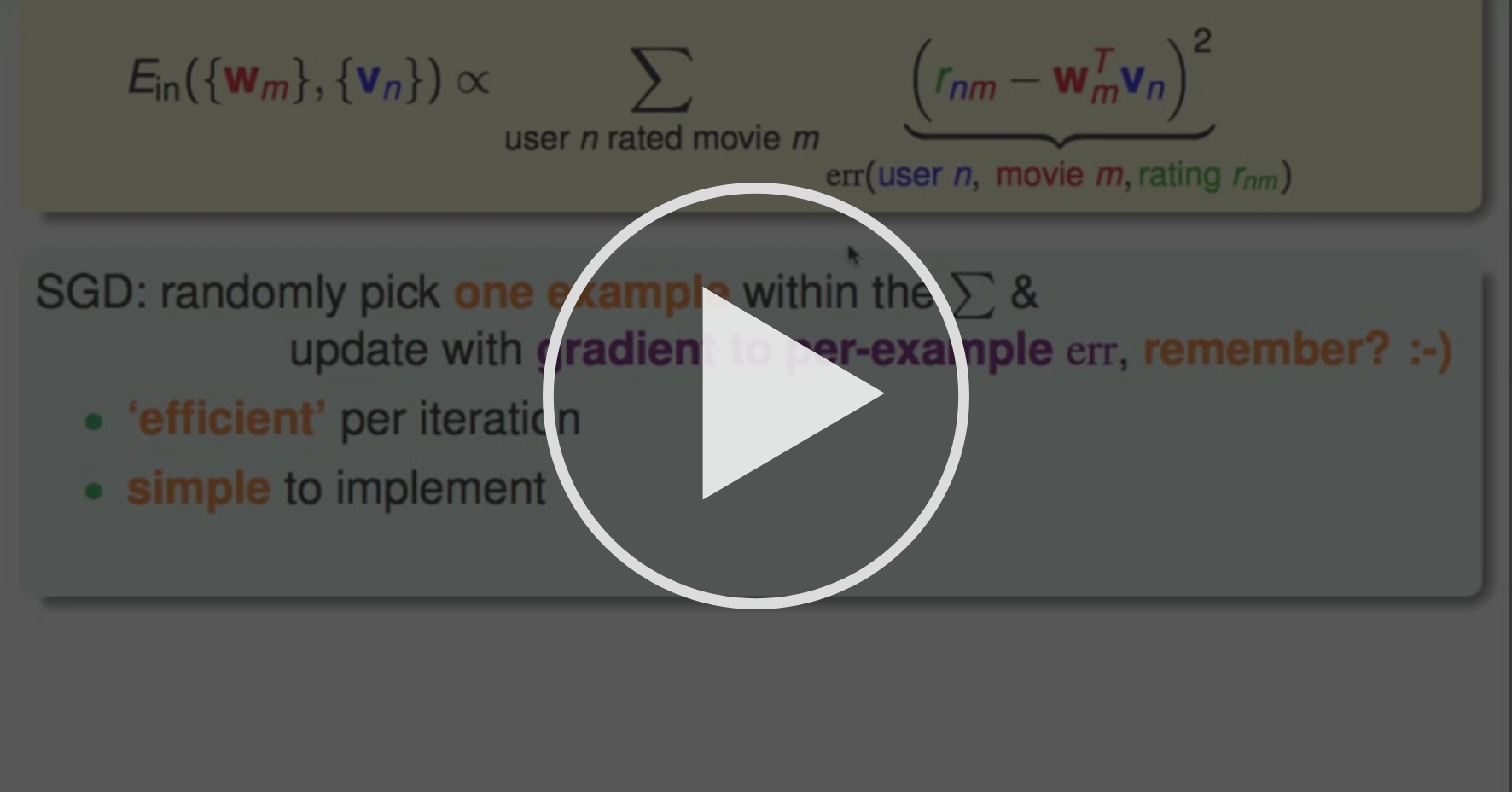 Stochastic Gradient Descent - 第十五講：Matrix Factorization | Coursera