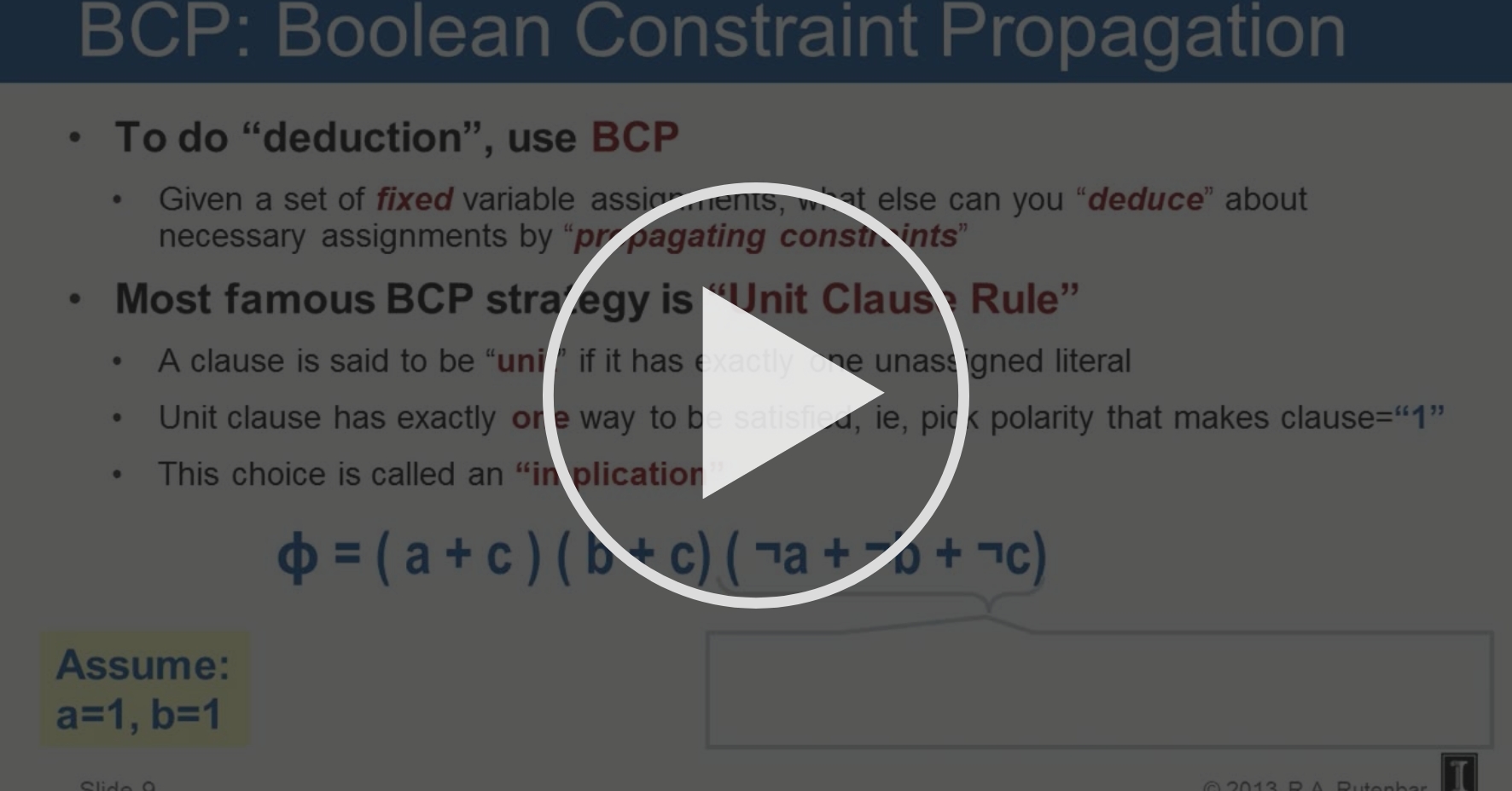 Boolean Constraint Propagation Bcp For Sat Boolean Representation
