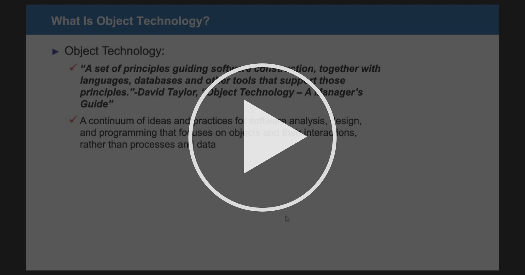 Defining Oo Technology Introduction To Object Oriented