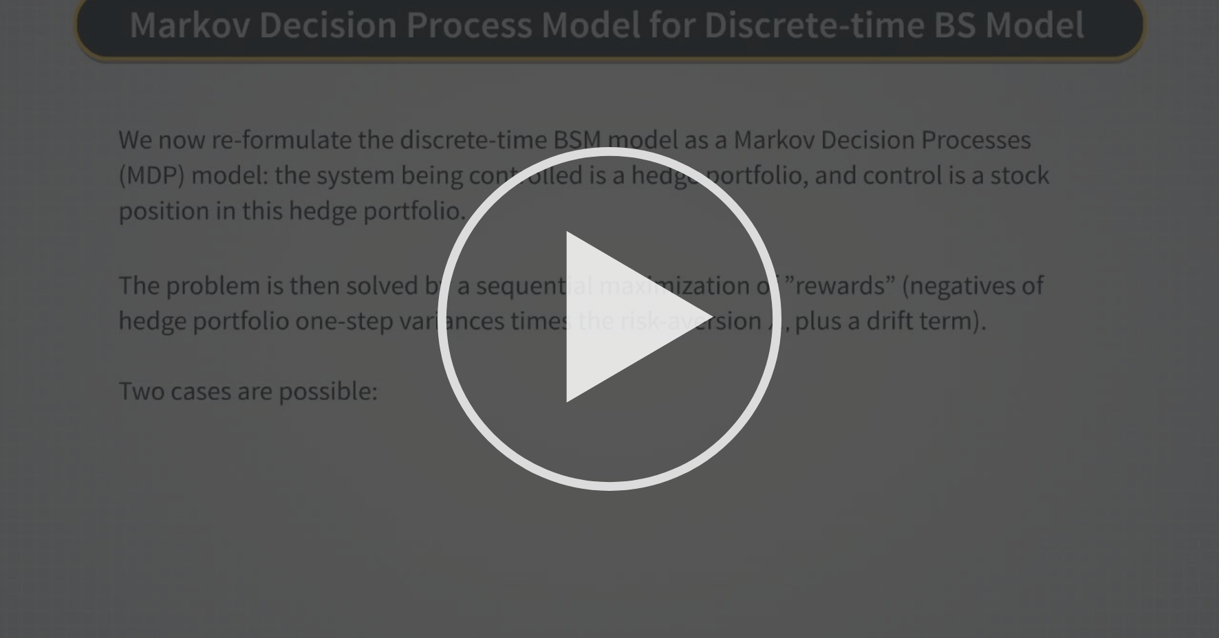 MDP Formulation - MDP model for option pricing: Dynamic Programming ... MDP Formulation - MDP model for option pricing: Dynamic Programming ...