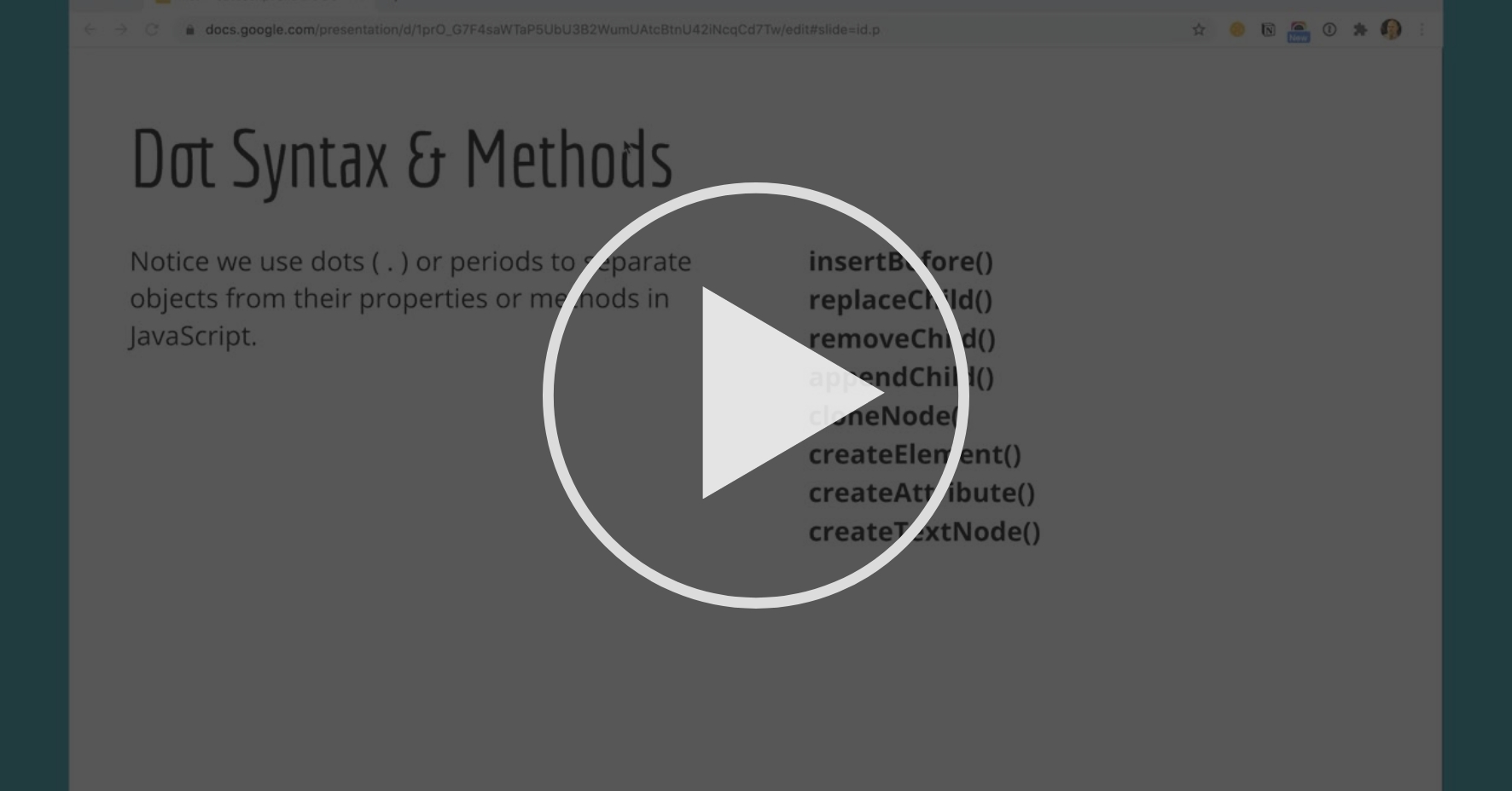 Dot Syntax And Methods Using Javascript In The Web Browser Coursera
