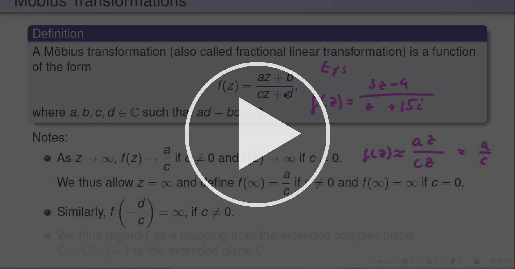 Möbius transformations, Part 1 - Conformal Mappings | Coursera