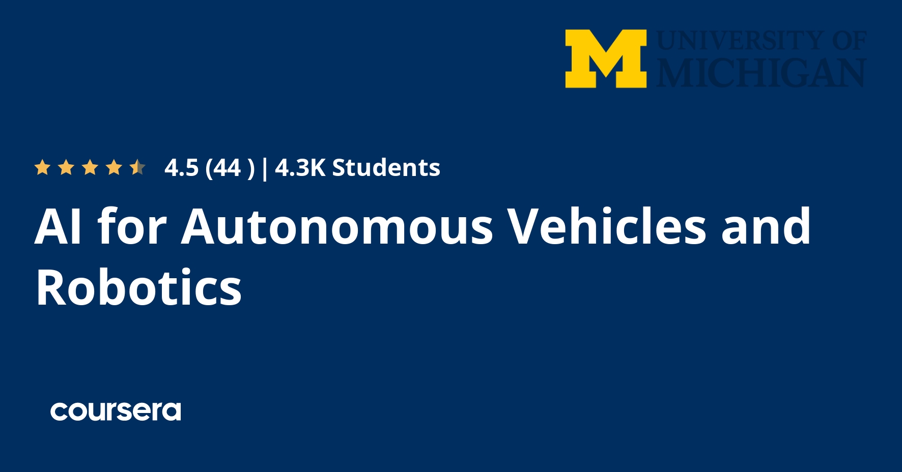 AI for Autonomous Vehicles and Robotics | Coursera