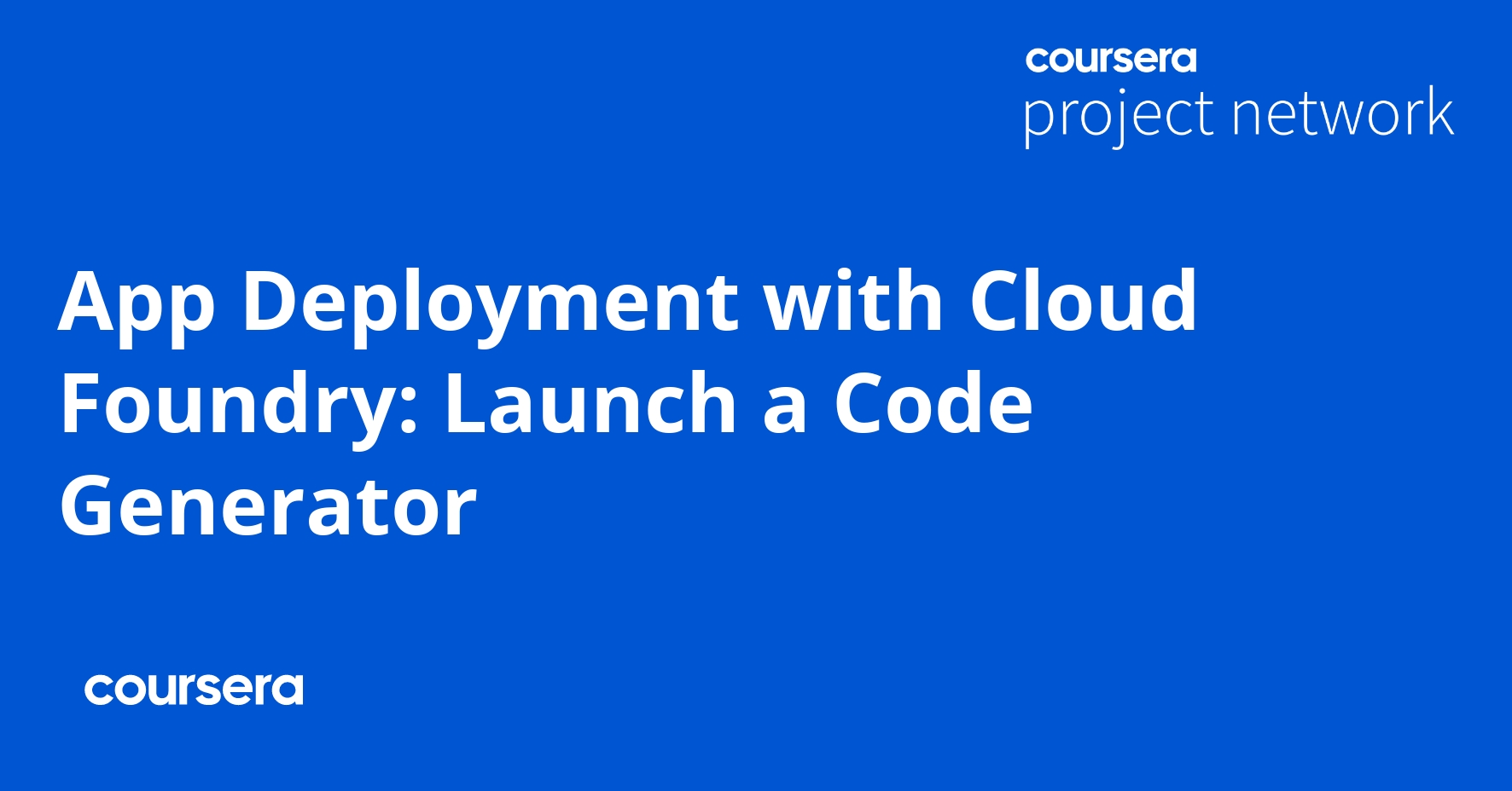 App Deployment with Cloud Foundry: Launch a Code Generator