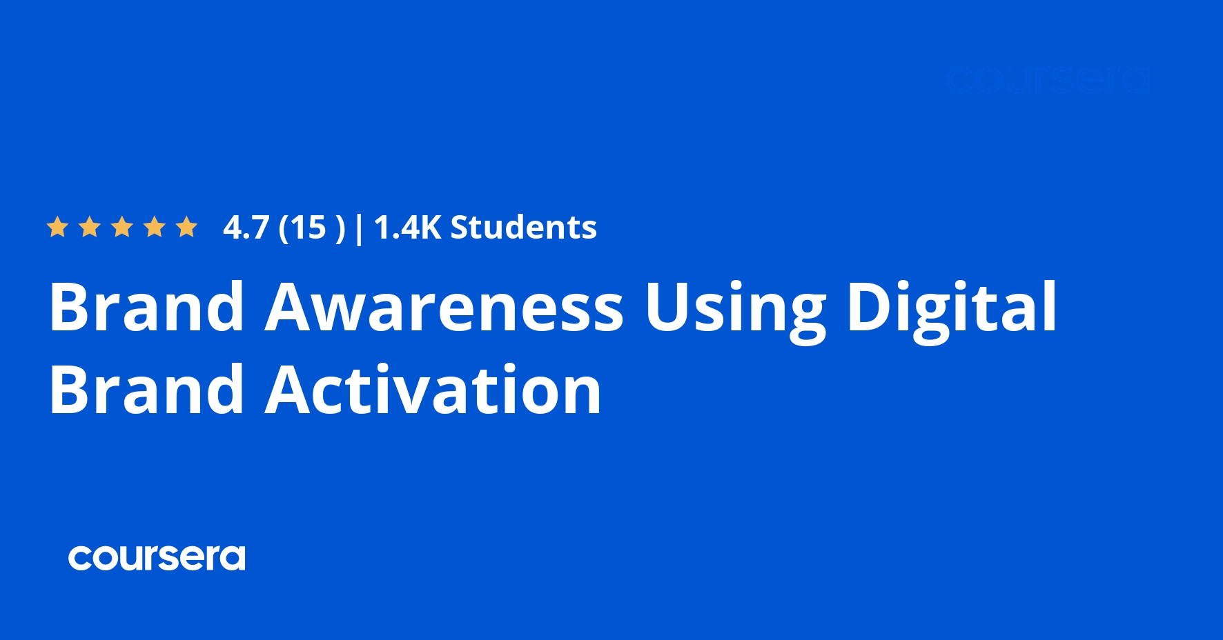 Brand Awareness Using Digital Brand Activation | Coursera