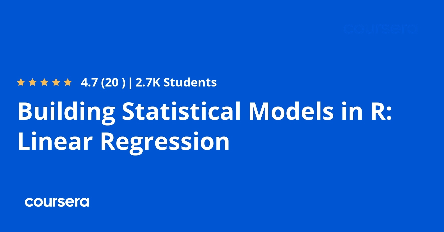 Building Statistical Models in R: Linear Regression