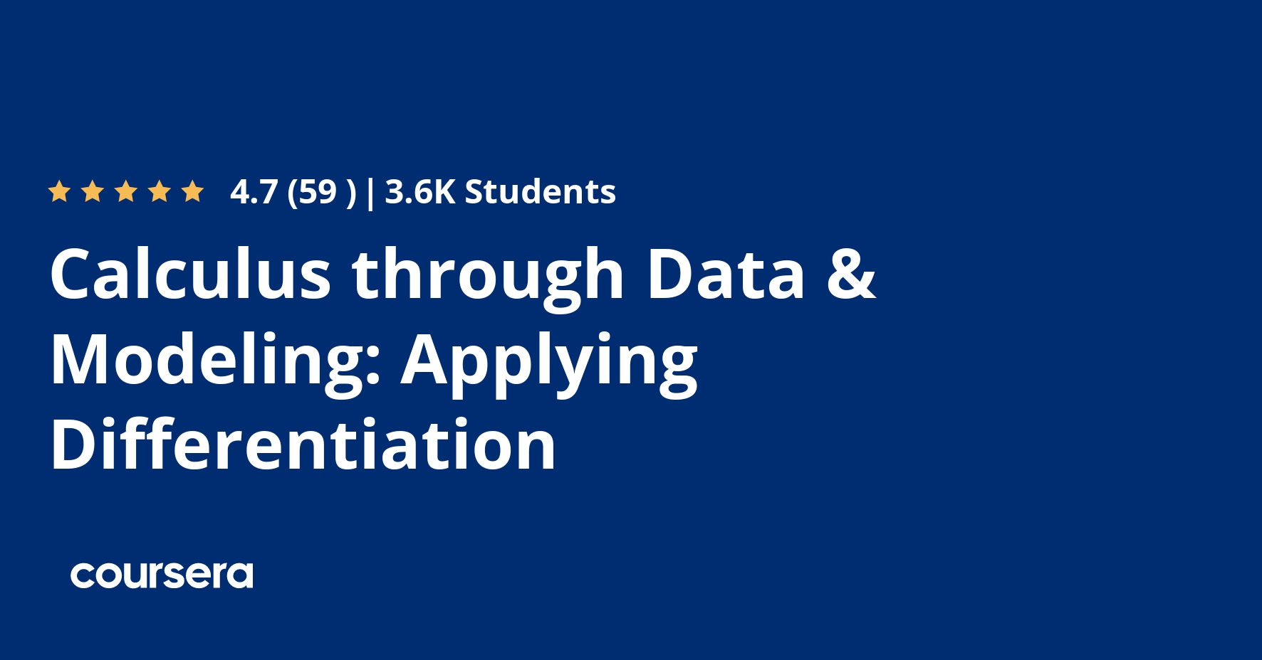 Calculus through Data & Modeling: Applying Differentiation | Coursera