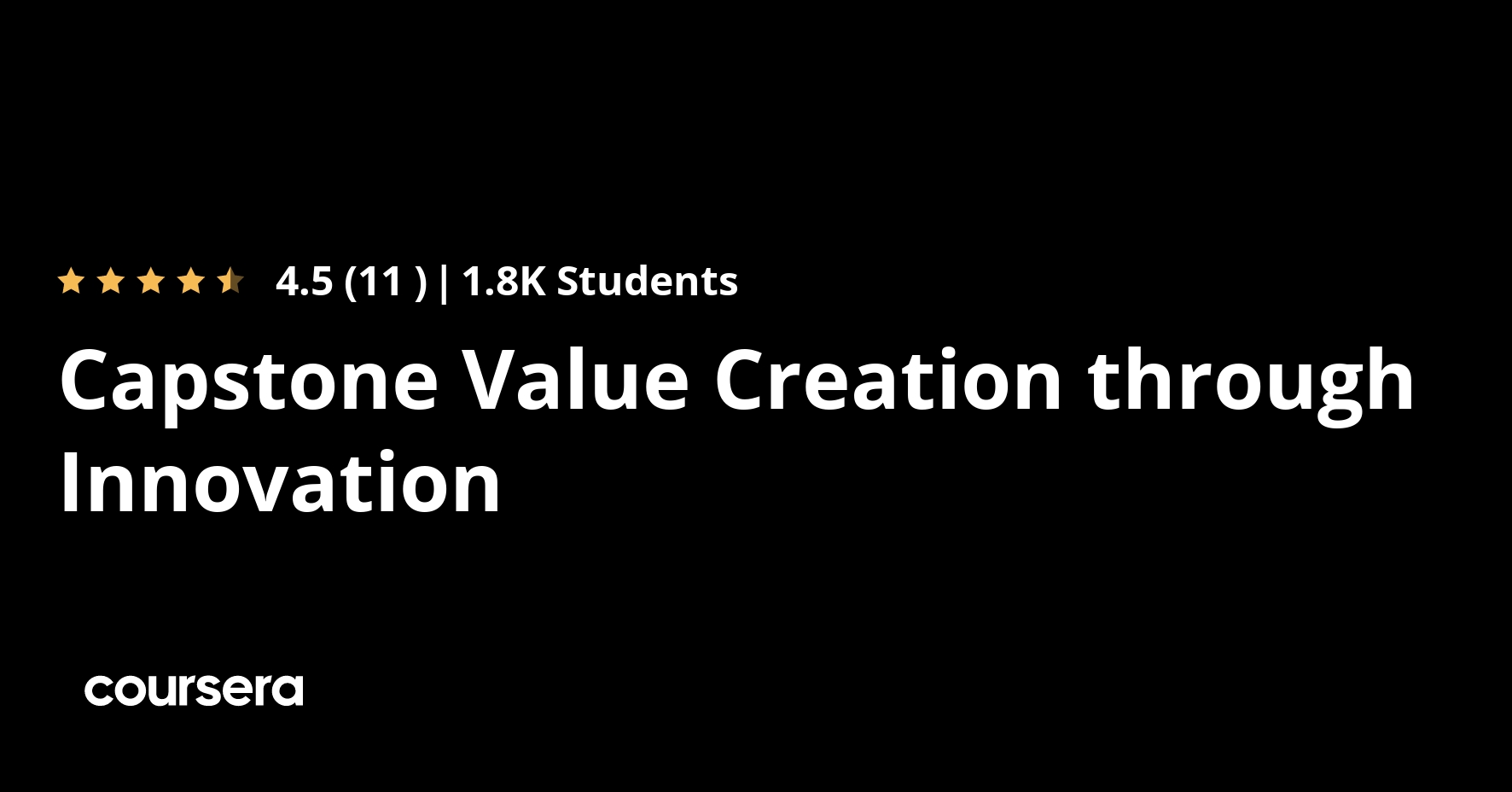 Capstone Value Creation through Innovation | Coursera
