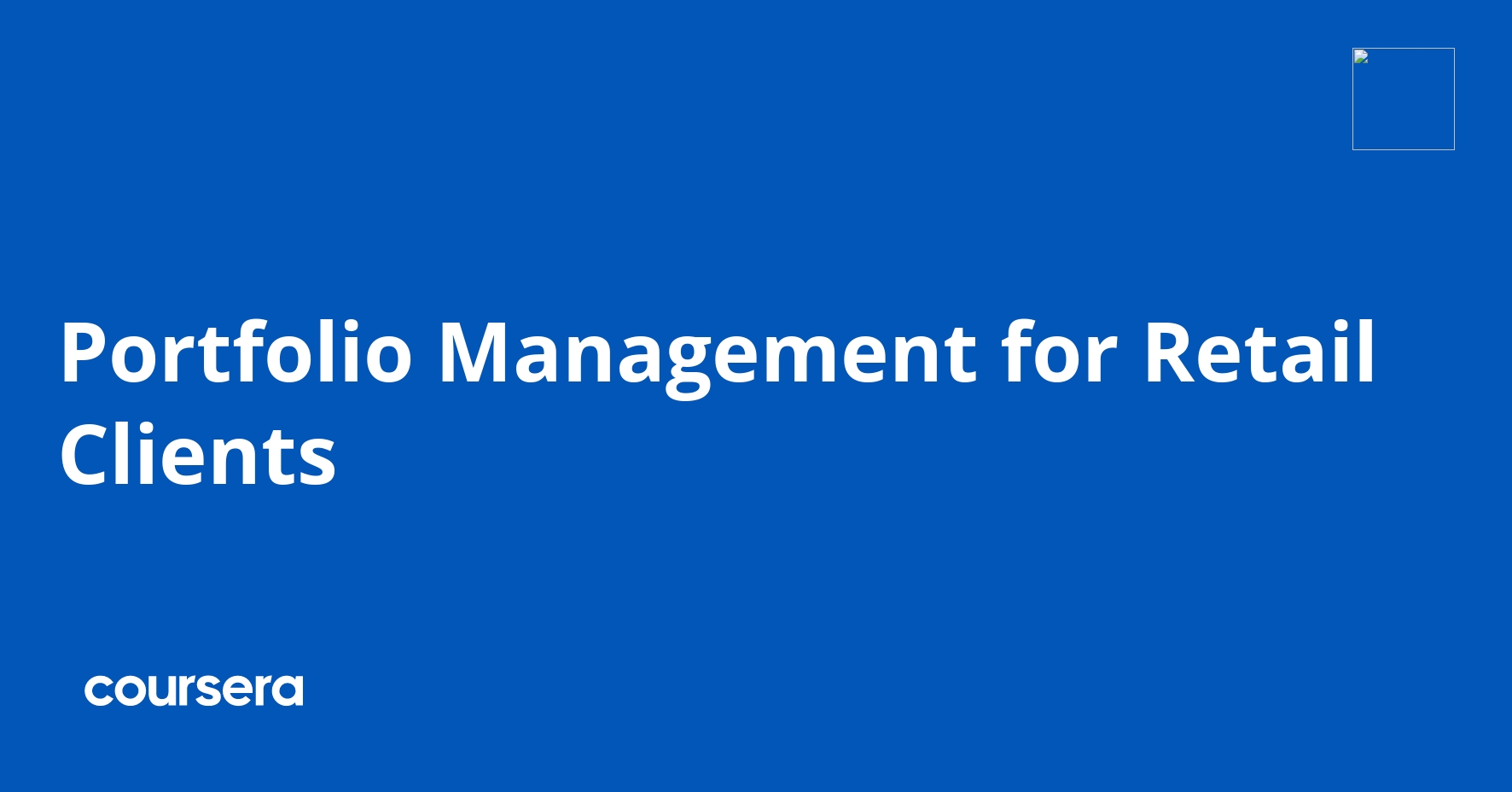 Portfolio Management for Retail Clients | Coursera