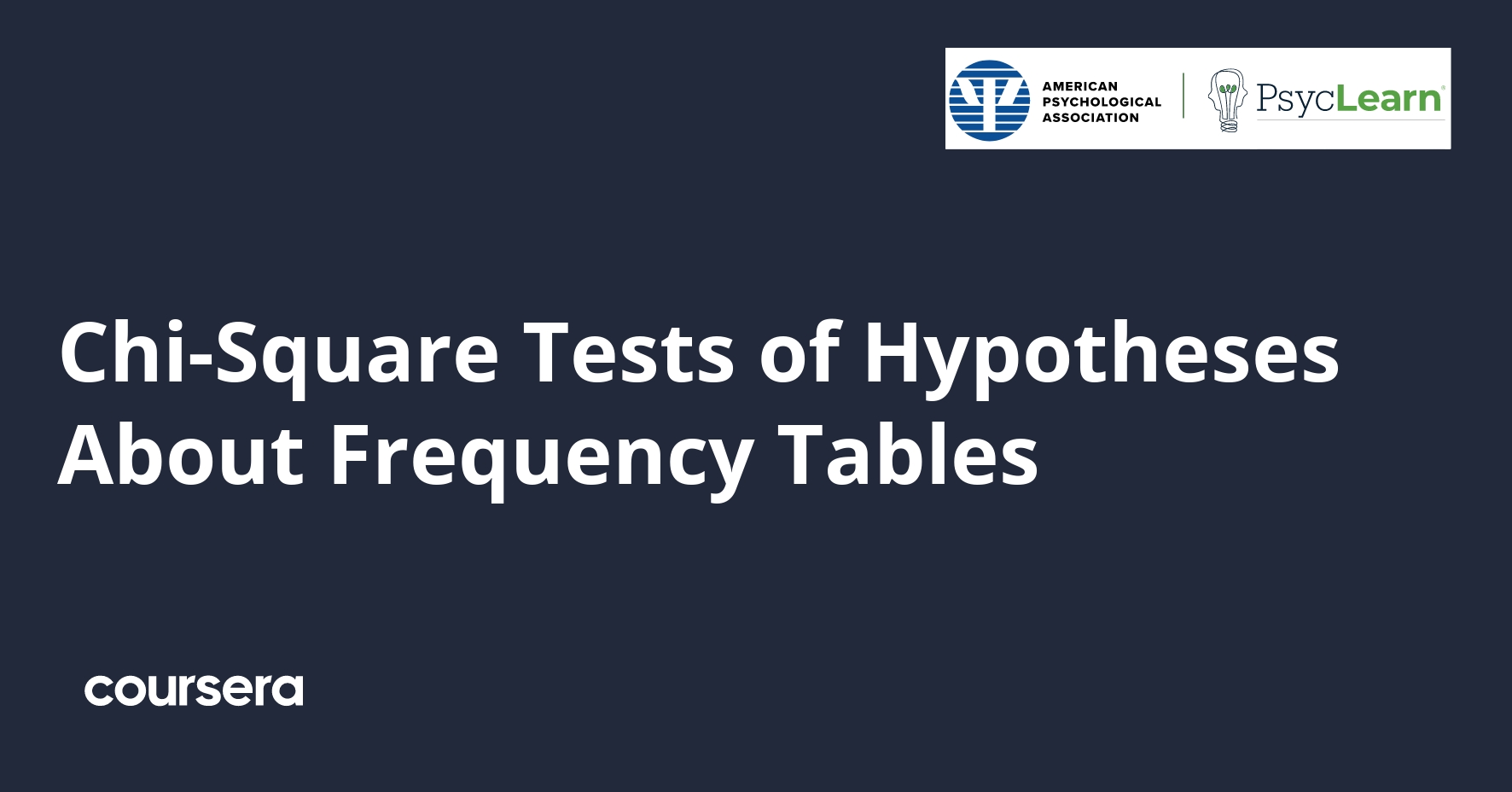 Chi-Square Tests of Hypotheses About Frequency Tables | Coursera