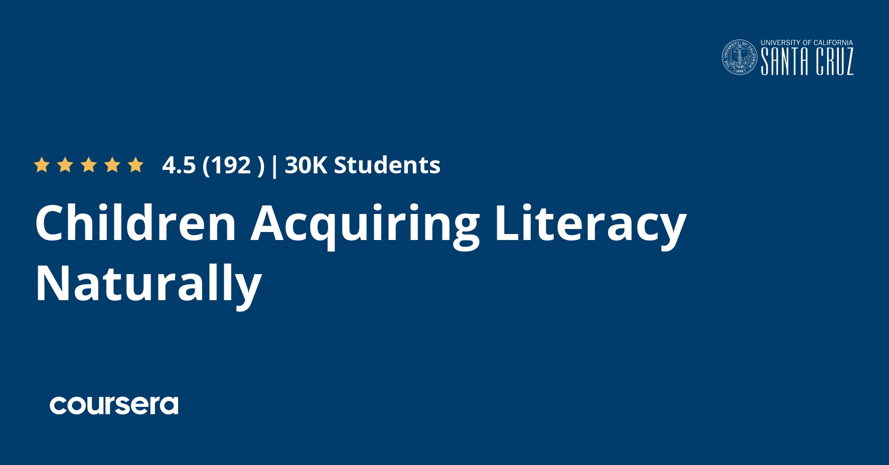 Children Acquiring Literacy Naturally | Coursera