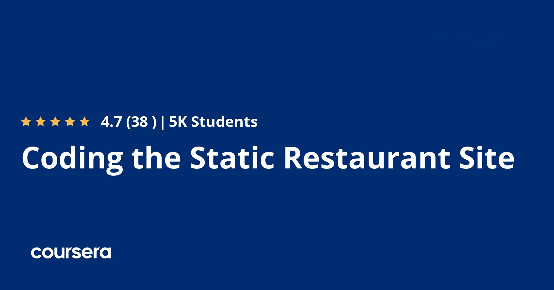 Coding the Static Restaurant Site | Coursera