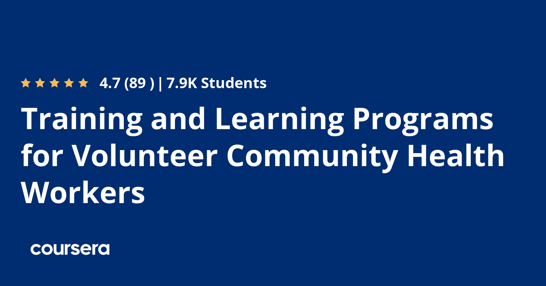 Training and Learning Programs for Volunteer Community Health Workers ...