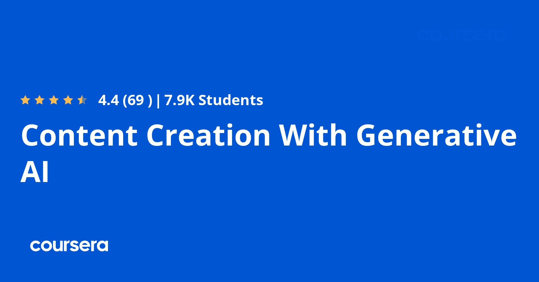 Content Creation With Generative AI | Coursera