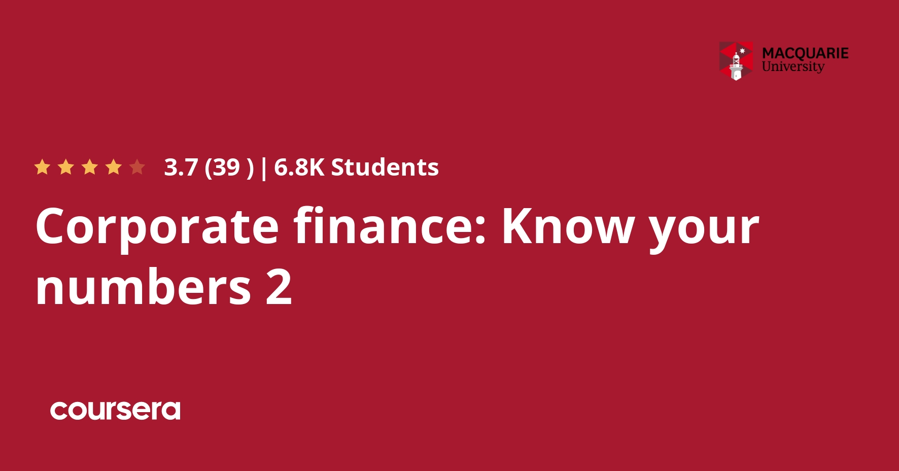 Corporate finance: Know your numbers 2 | Coursera