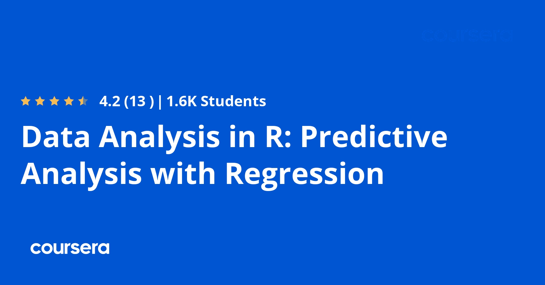 Data Analysis in R: Predictive Analysis with Regression