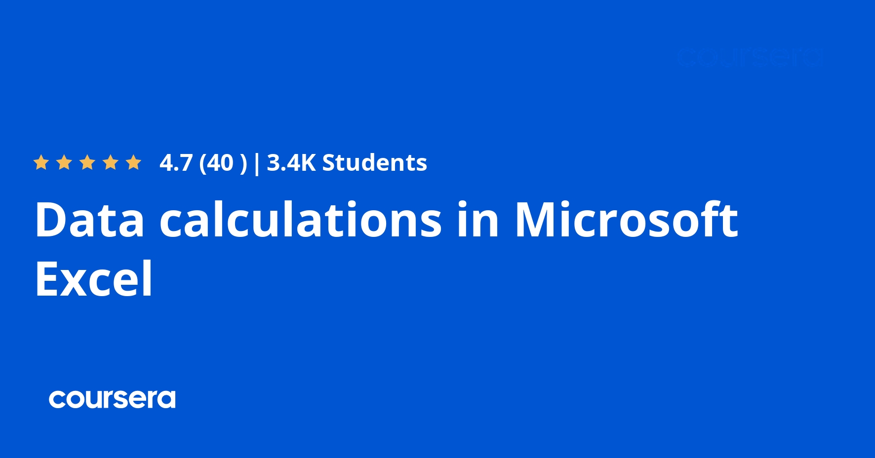 Data calculations in Microsoft Excel