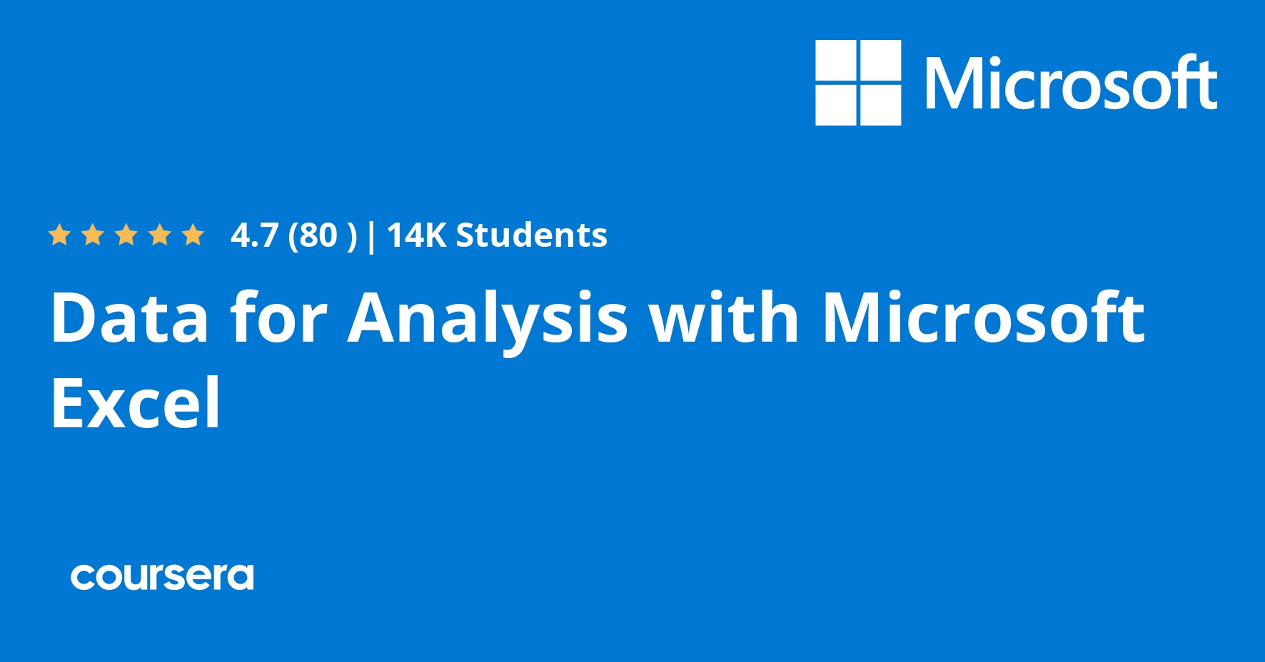 Data for Analysis with Microsoft Excel | Coursera