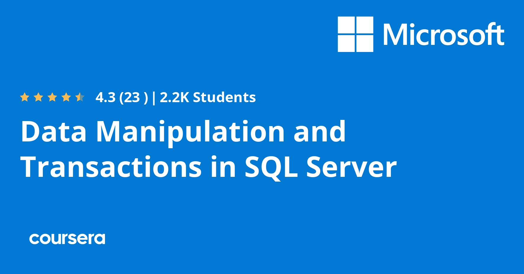 Data Manipulation and Transactions in SQL Server | Coursera