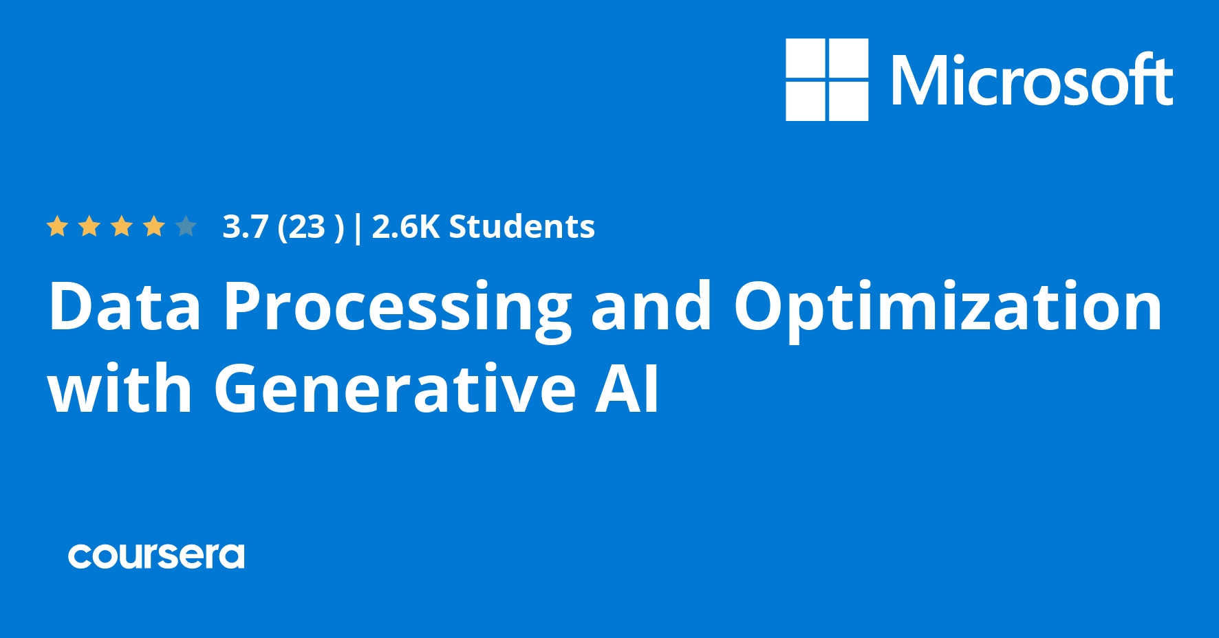 Data Processing and Optimization with Generative AI | Coursera