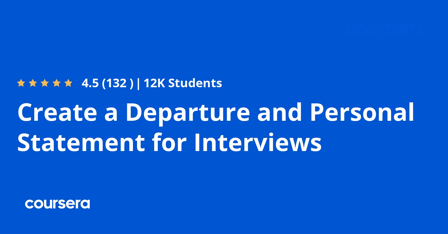 Create a Departure and Personal Statement for Interviews
