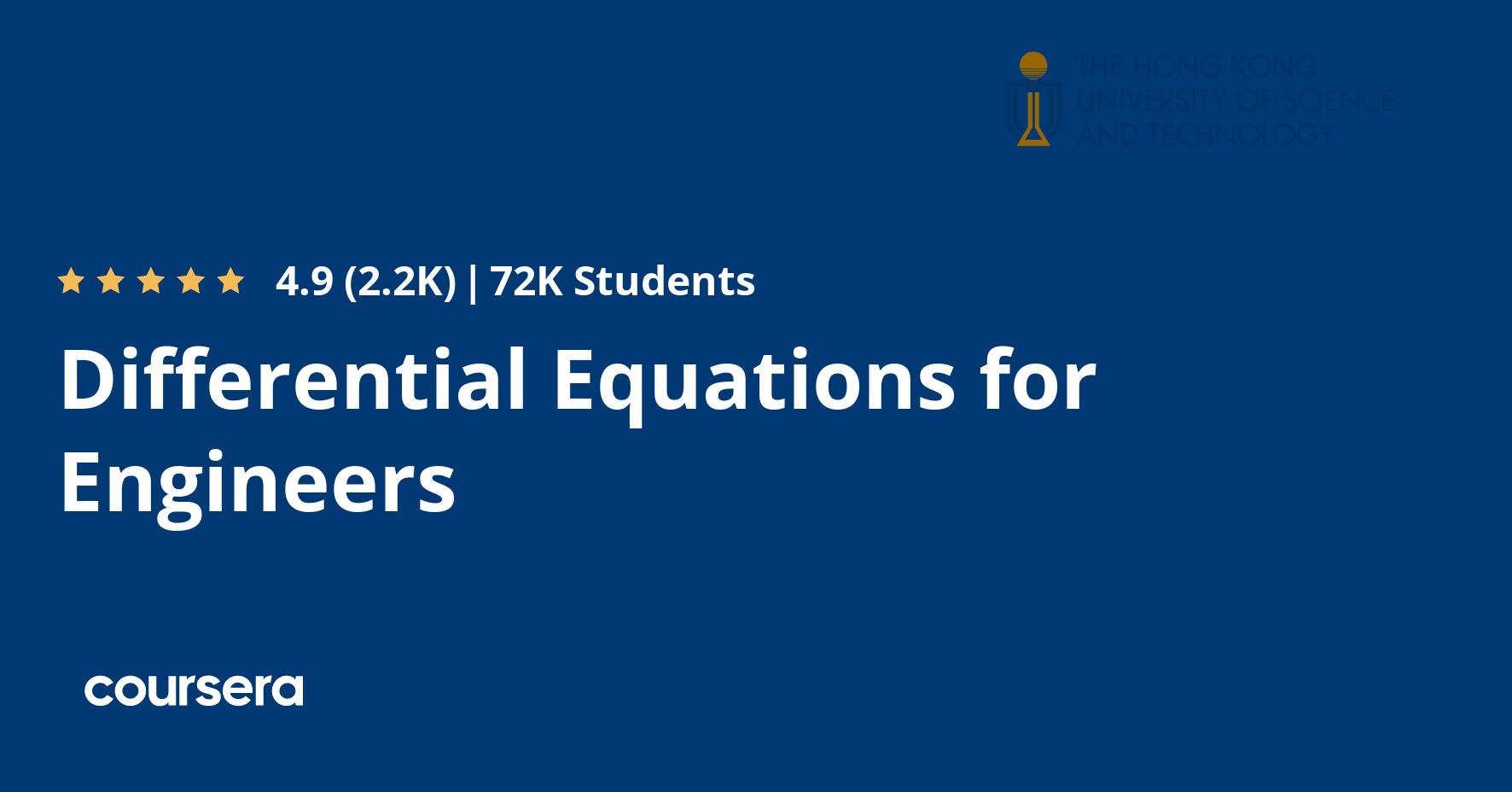 Differential Equations For Engineers Course HKUST Coursera