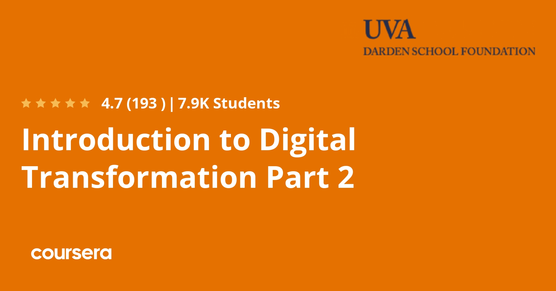Introduction to Digital Transformation Part 2 | Coursera