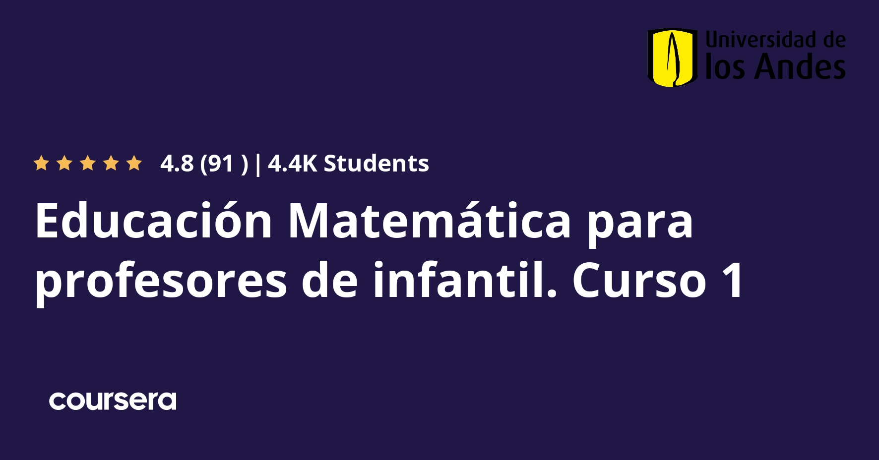 Educación Matemática para profesores de infantil. Curso 1 | Coursera