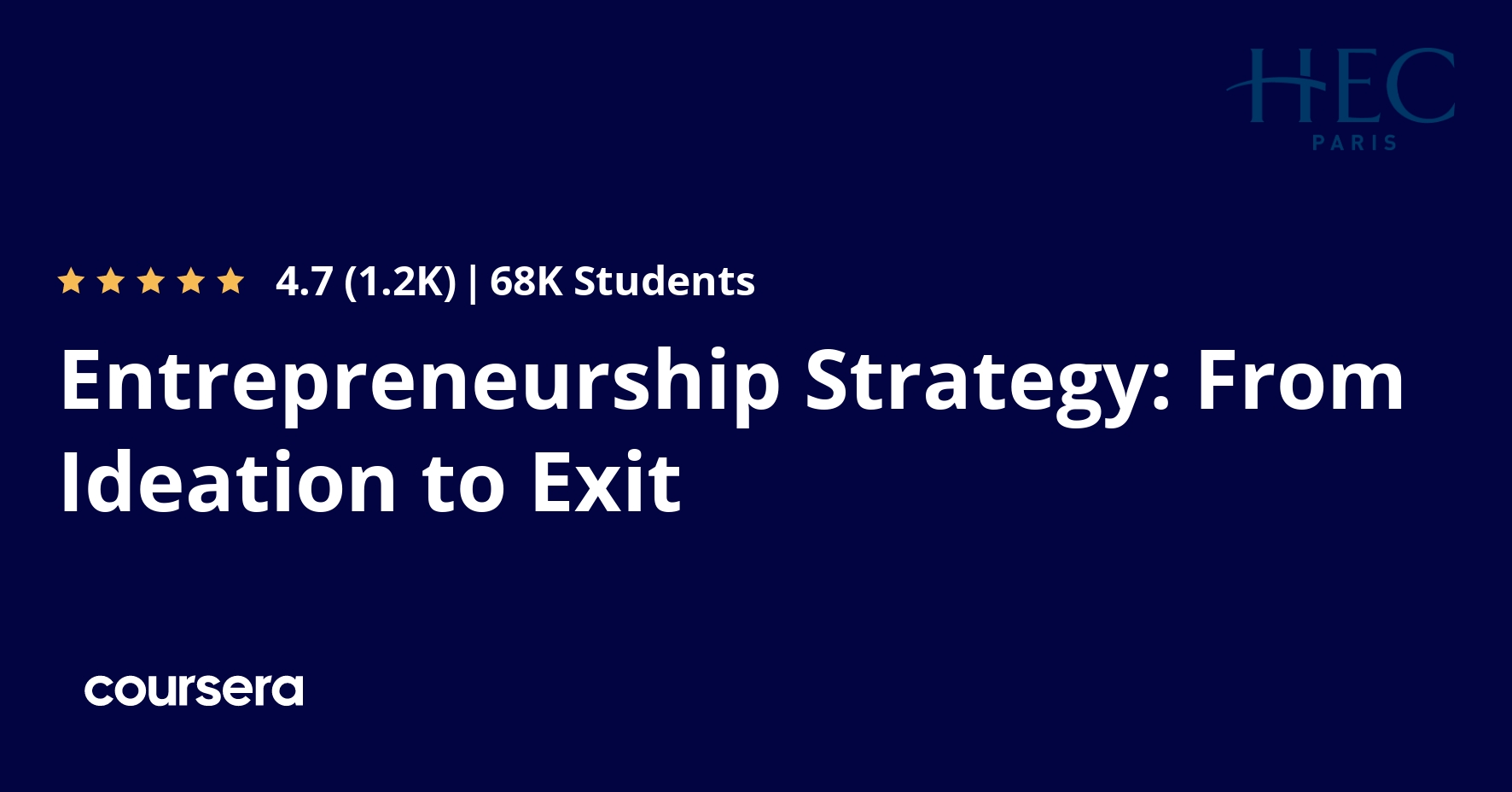 Entrepreneurship Strategy: From Ideation to Exit | Coursera