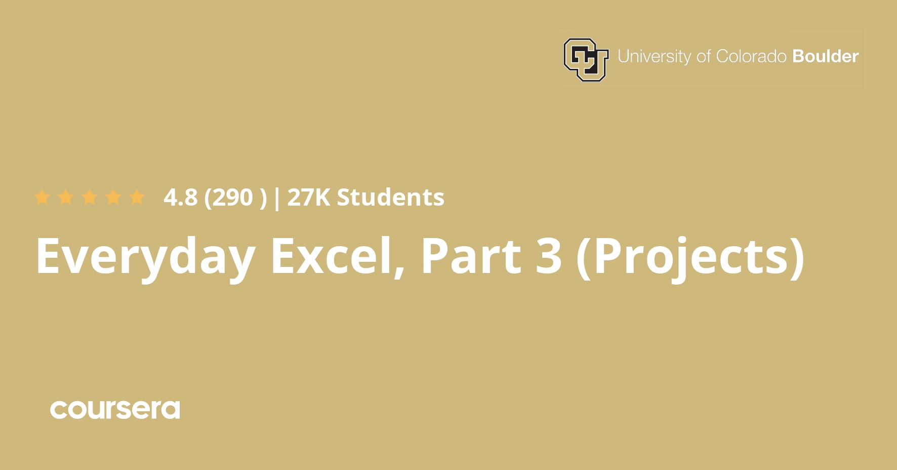 Everyday Excel, Part 3 (Projects) | Coursera
