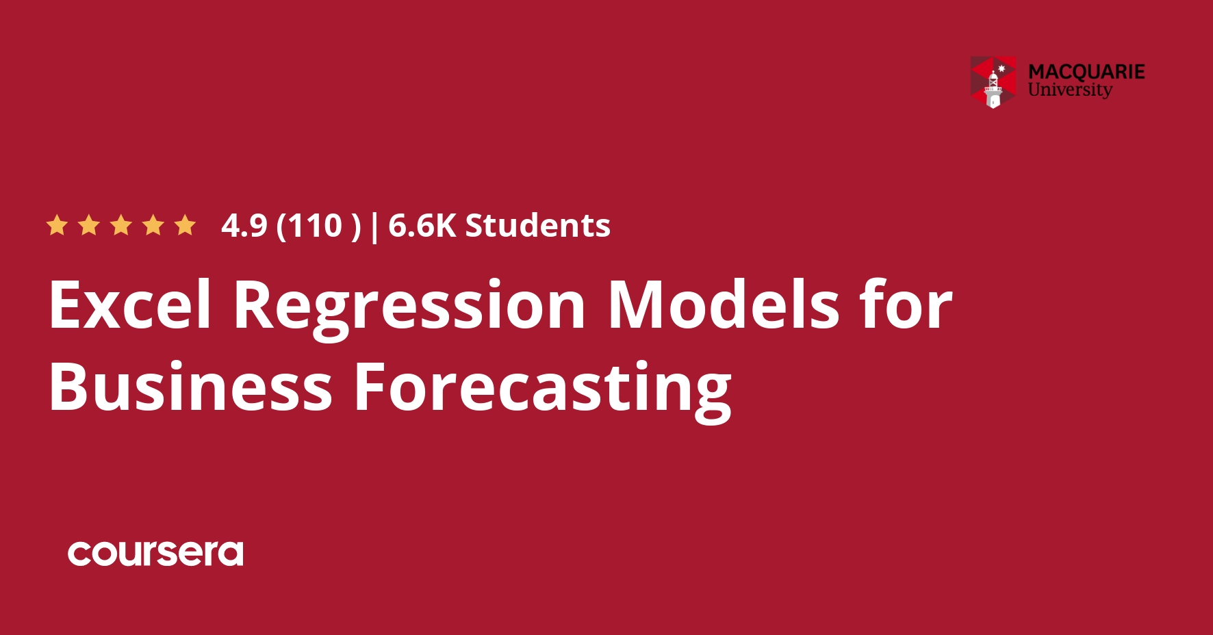 Excel Regression Models for Business Forecasting | Coursera