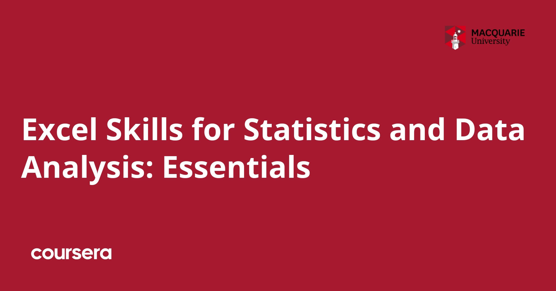 Excel Skills for Statistics and Data Analysis: Essentials | Coursera