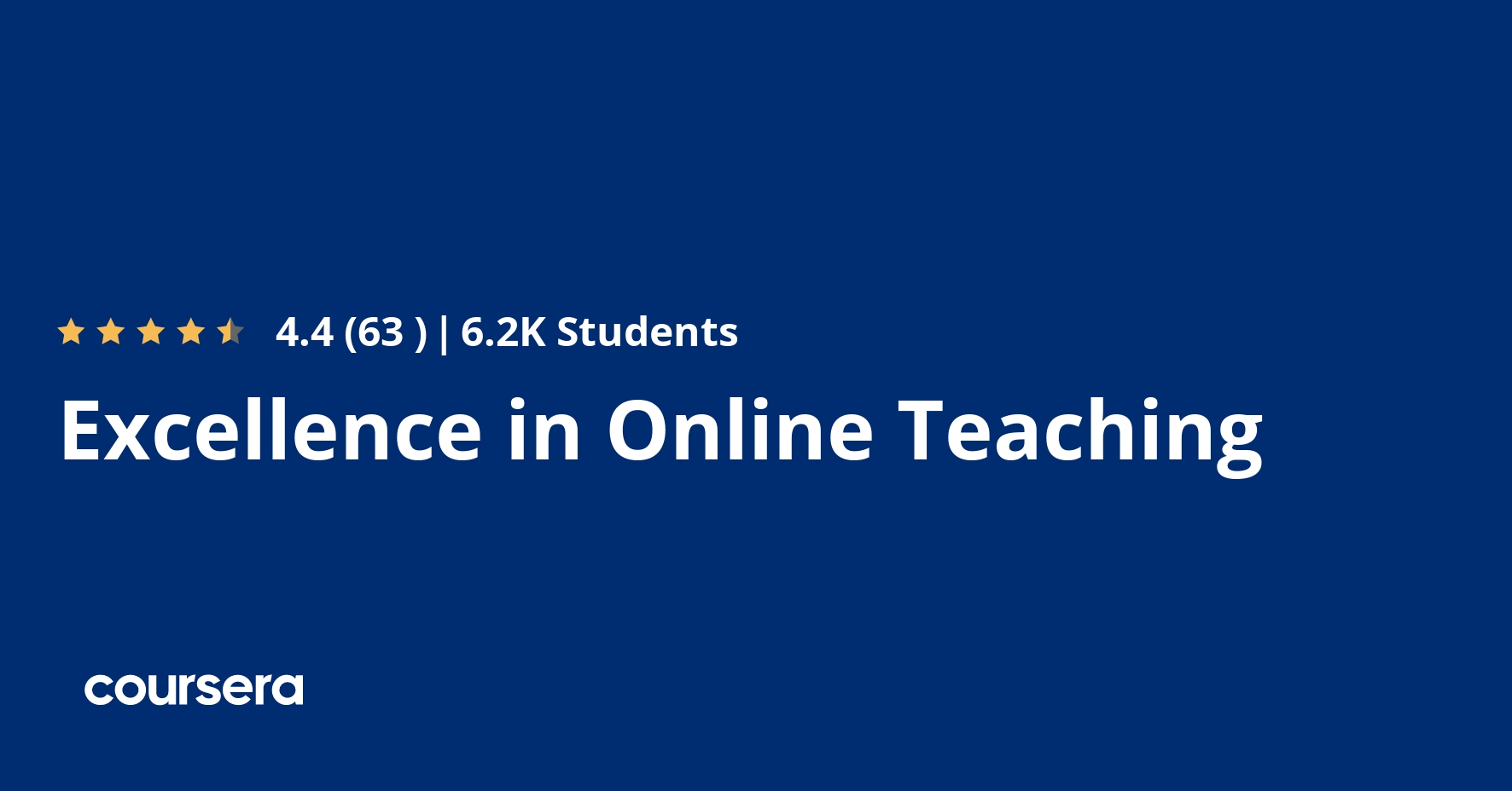 Excellence in Online Teaching | Coursera