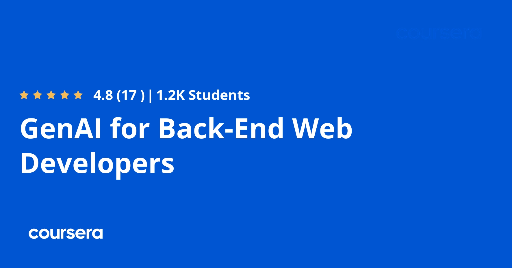 GenAI for Back-End Web Developers | Coursera