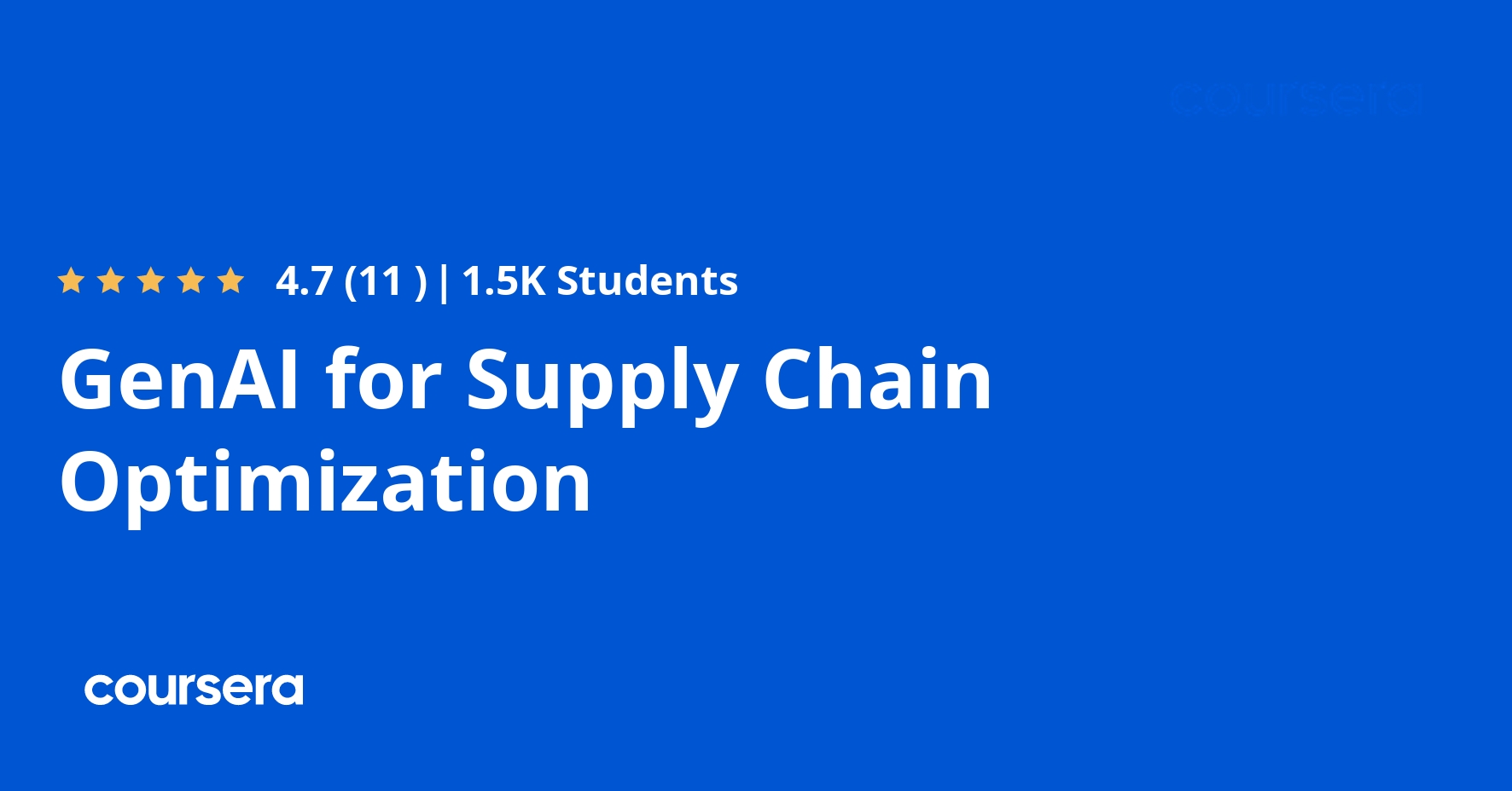GenAI for Supply Chain Optimization | Coursera