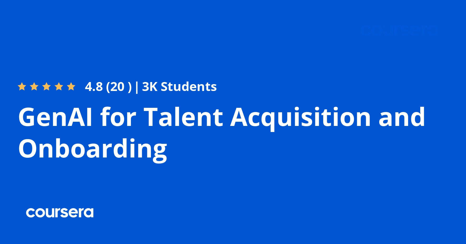 GenAI for Talent Acquisition and Onboarding | Coursera