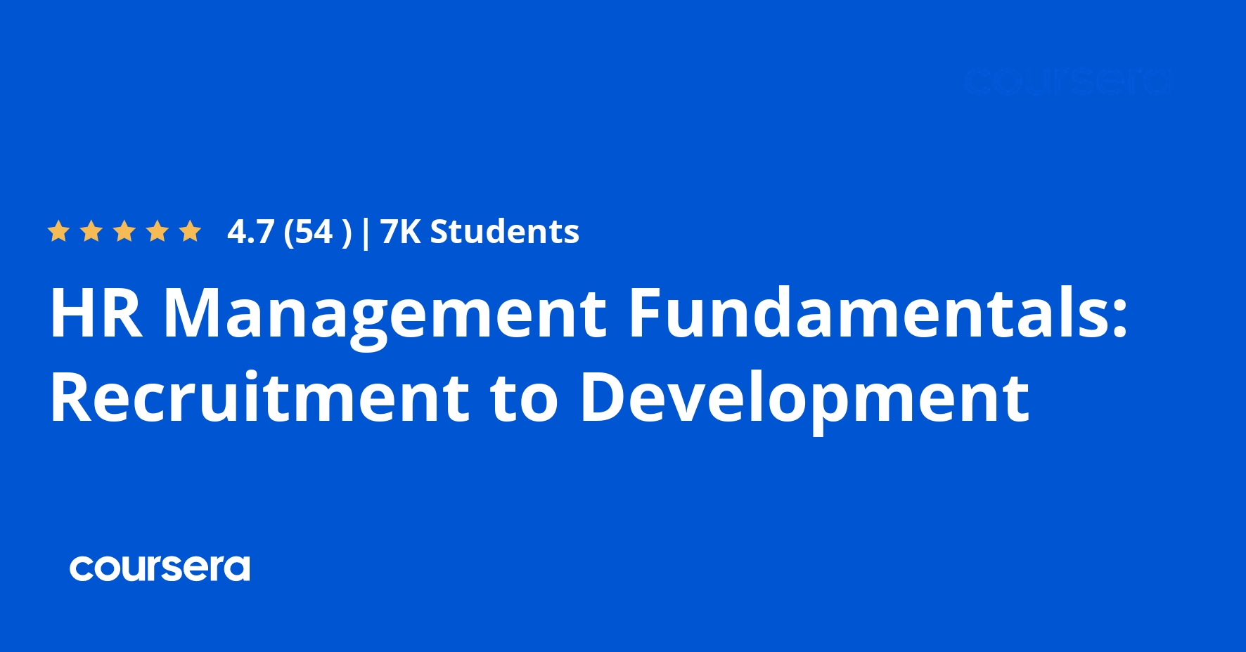 HR Management Fundamentals: Recruitment to Development | Coursera
