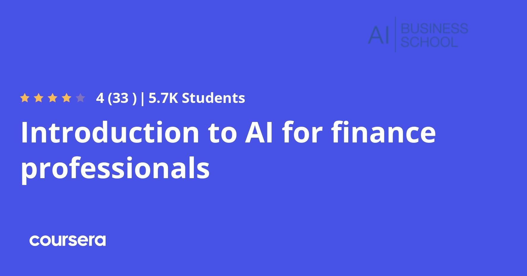 Introduction to AI for finance professionals | Coursera