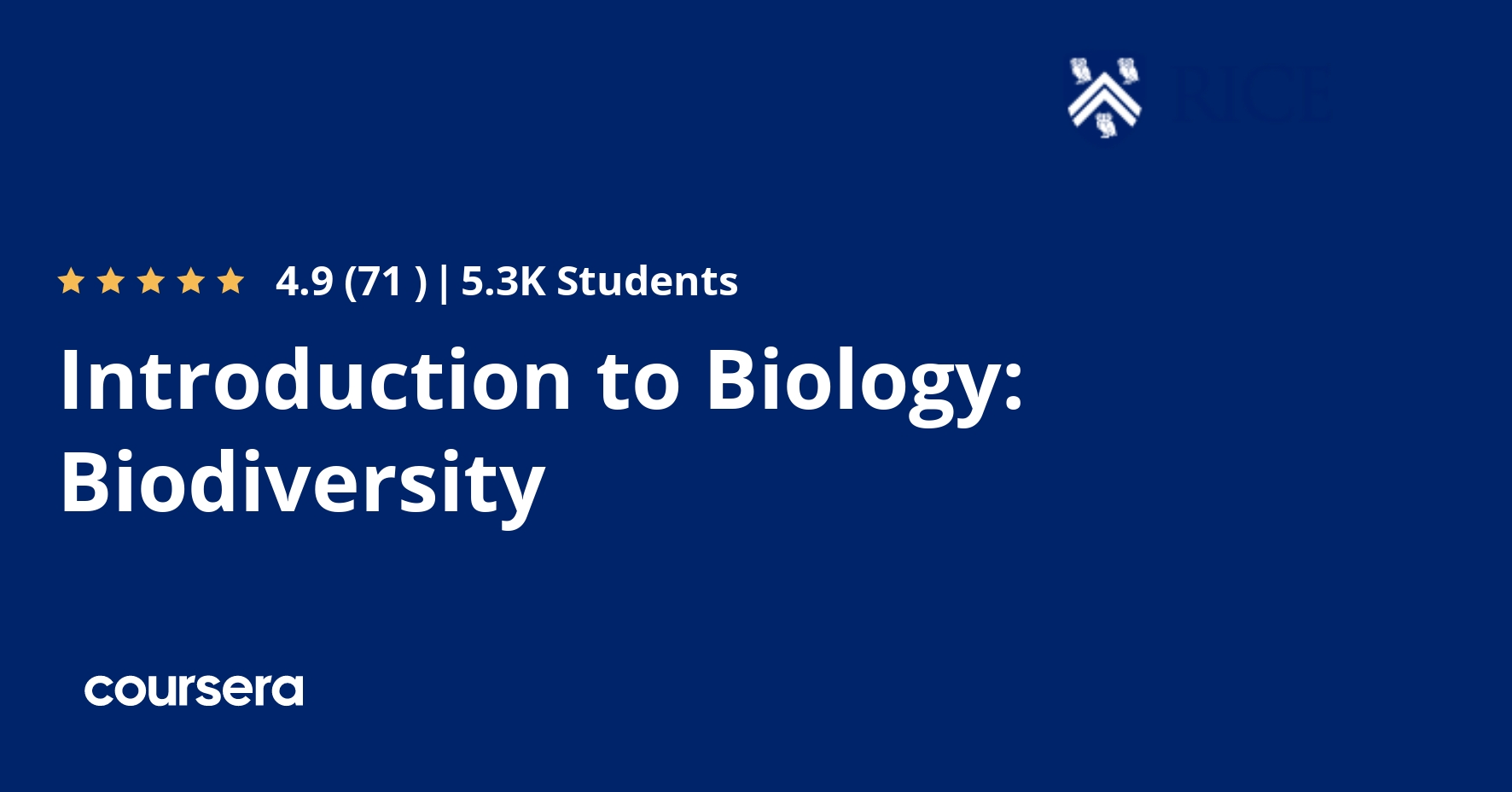 Introduction to Biology: Biodiversity | Coursera